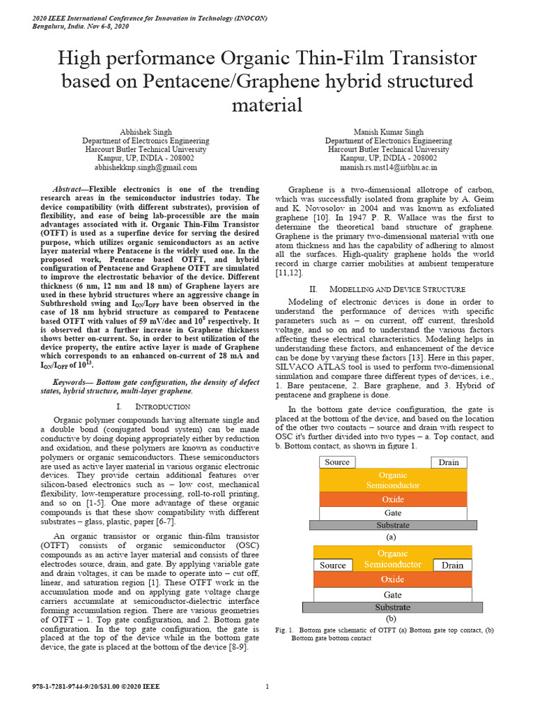 High Performance Organic Thin-Film Transistor Based On Pentacene ...