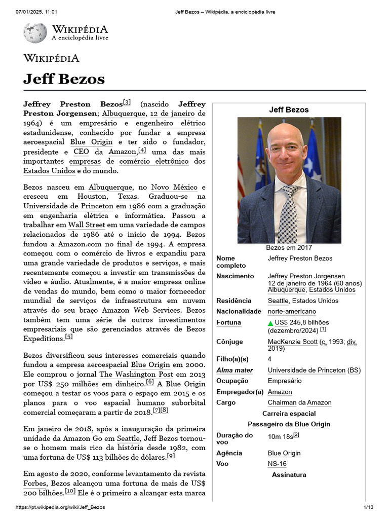 Jeff Bezos – Wikipédia, a enciclopédia livre | PDF