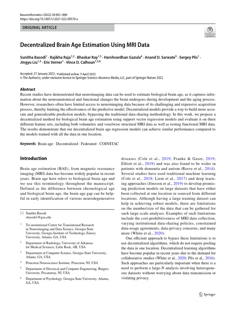 Decentralized Brain Age Estimation Using Mri Data Pdf Root Mean Square Deviation Sampling