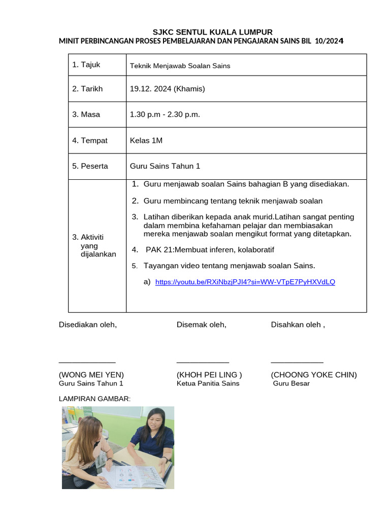 Minit PLC Sains Tahun 1 Bil 10 (2024) | PDF