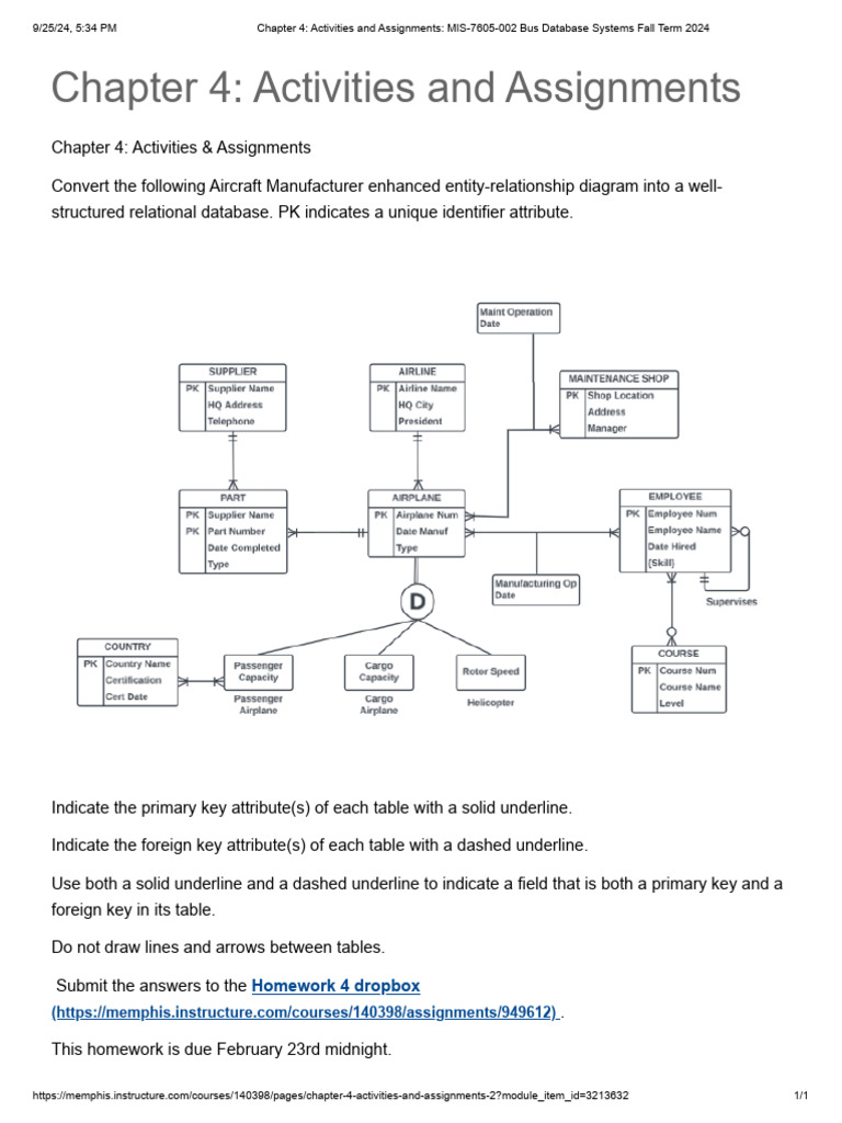 Chapter 4_ Activities and Assignments_ MIS-7605-002 Bus Database Systems Fall Term 2024 | PDF