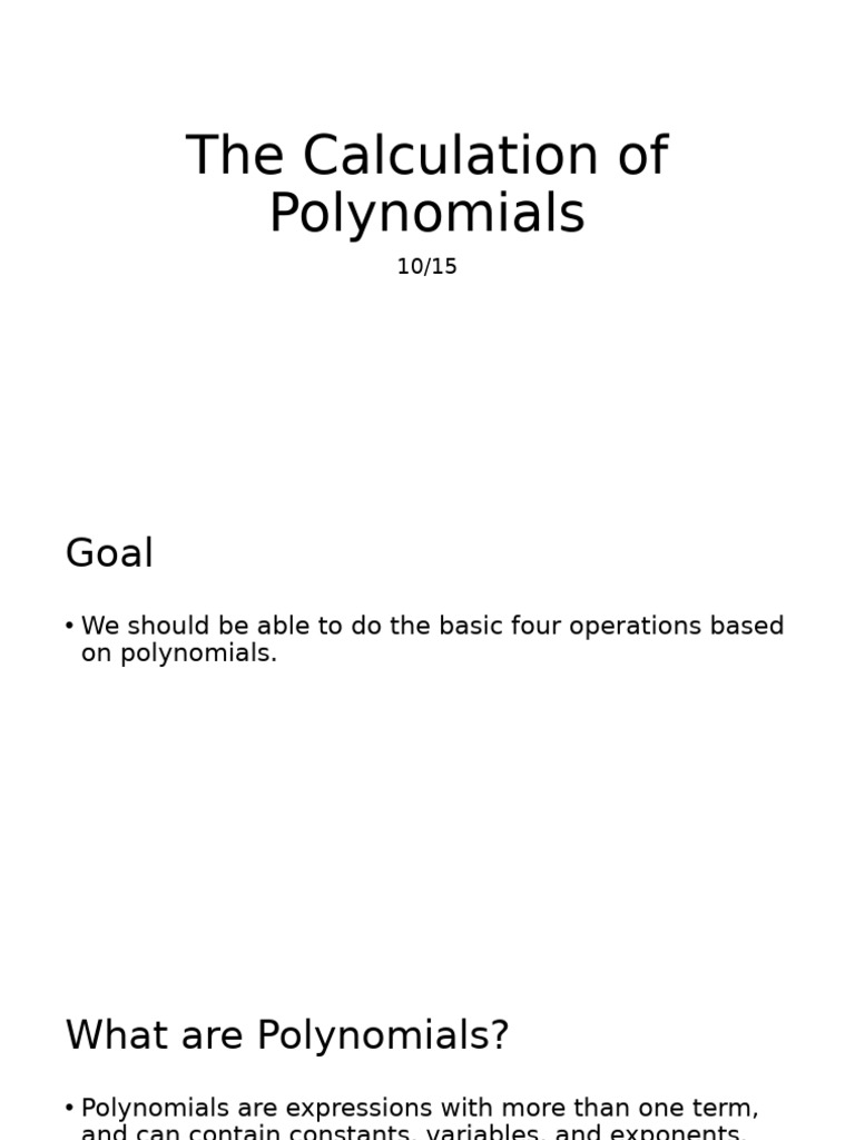 The Calculation of Polynomials | PDF