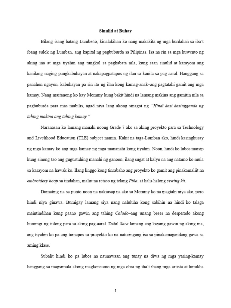 Sinulid at Buhay | PDF