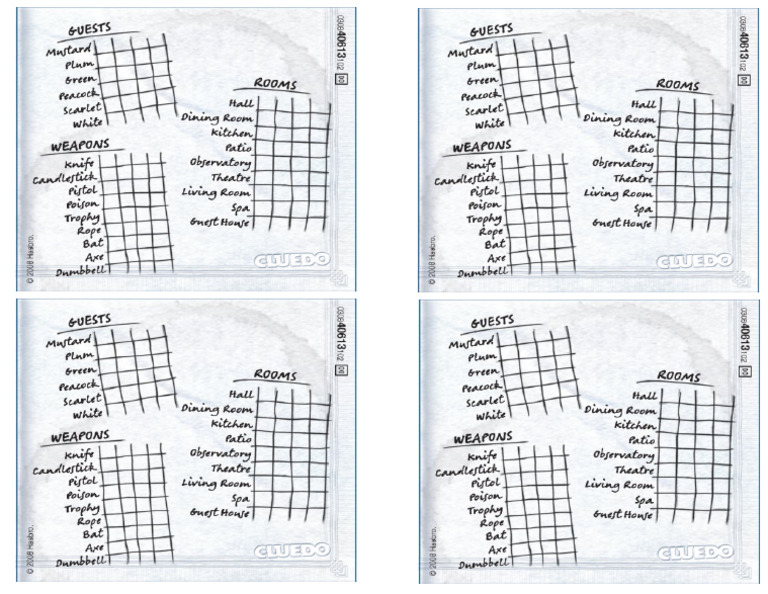 Clue Discovery Scorepads | PDF