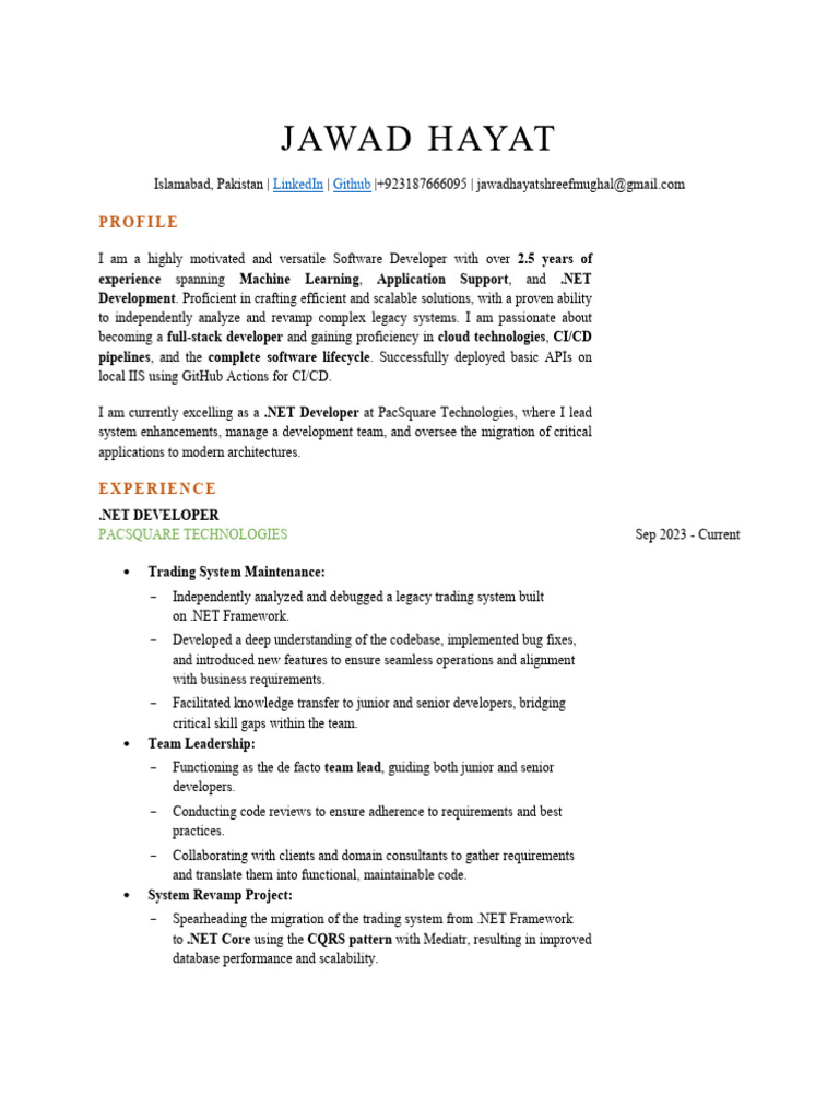 Jawad Hayat CV | PDF | Machine Learning | Cloud Computing