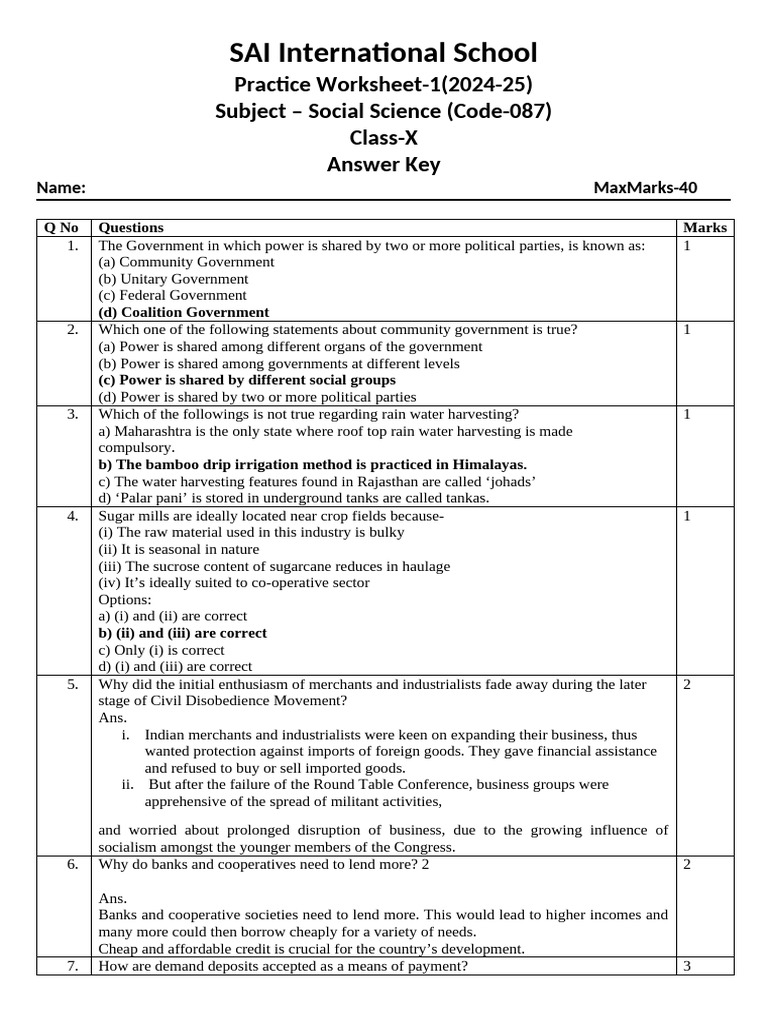 SSC Practice Worksheet-1 Ms 2024-25 | PDF | Agriculture | United Kingdom