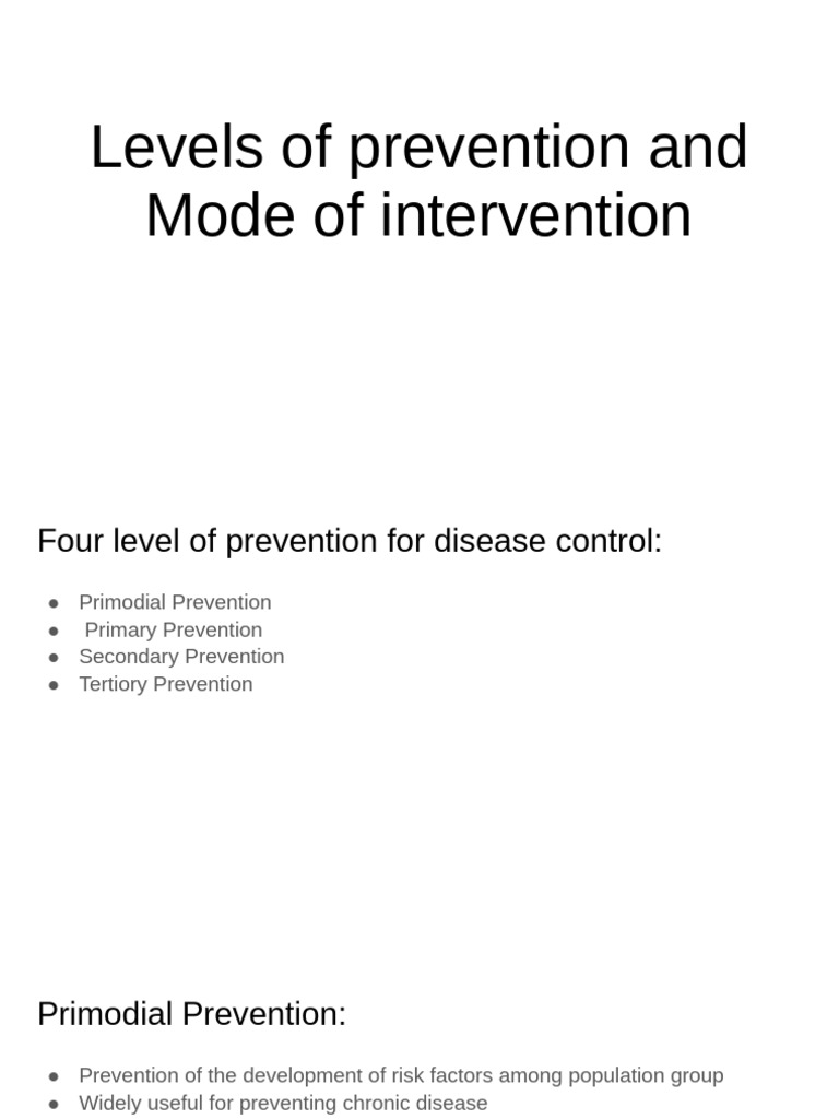 Prevention and Mode of Intervention | PDF | Preventive Healthcare ...