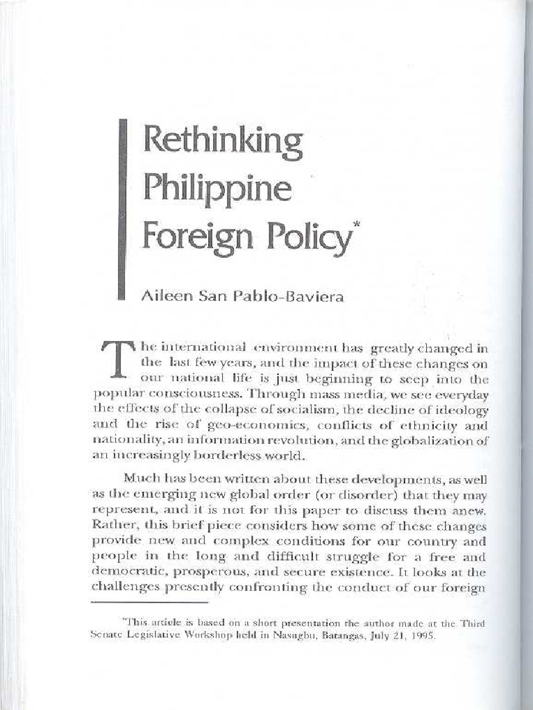 Rethinking Philippine Foreign Policy San Pablo Baviera | PDF