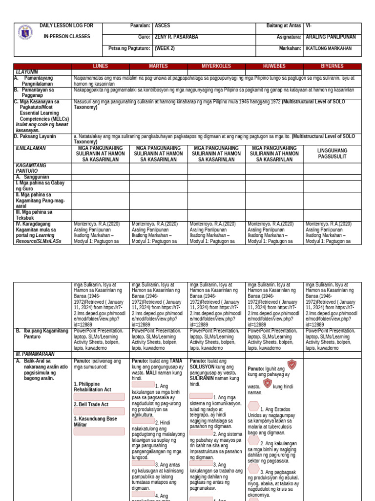 Q3 - Ap - DLL - Week 2 | PDF
