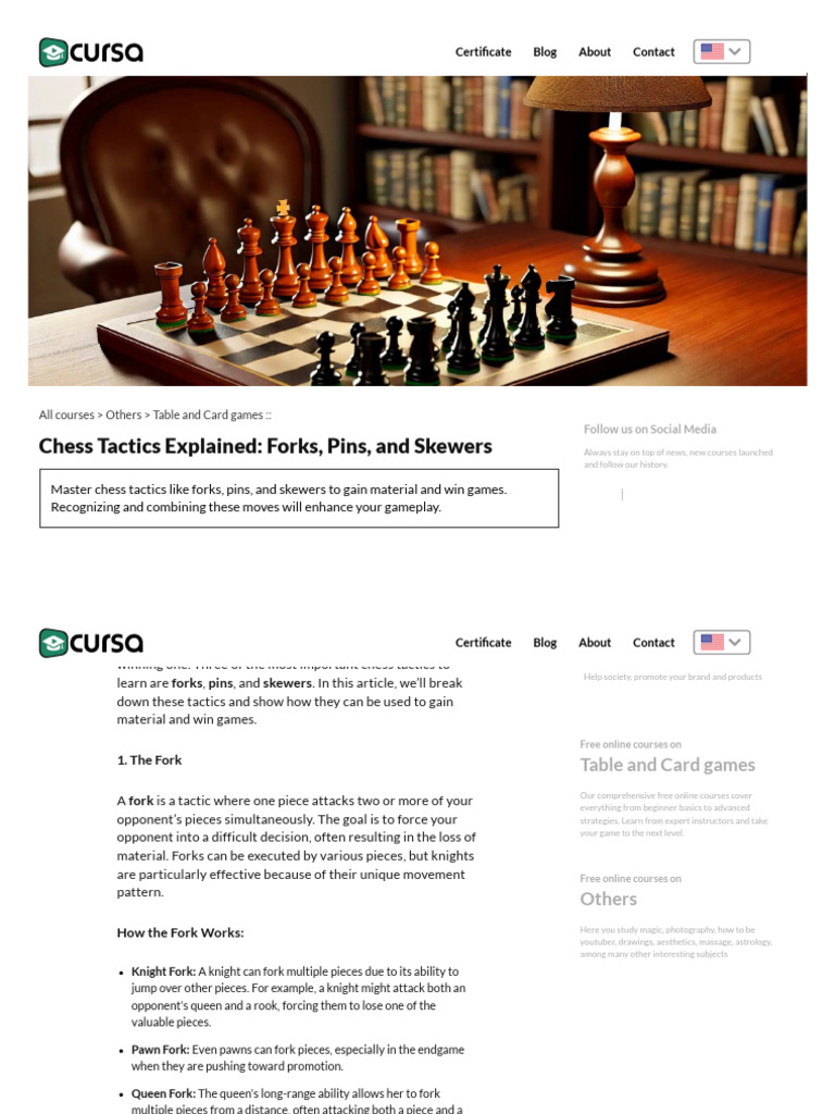 Chess Tactics Explained - Forks, Pins, and Skewers - Cursa - Free ...