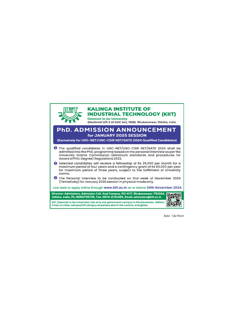 PhD. ADMISSION Advt | PDF