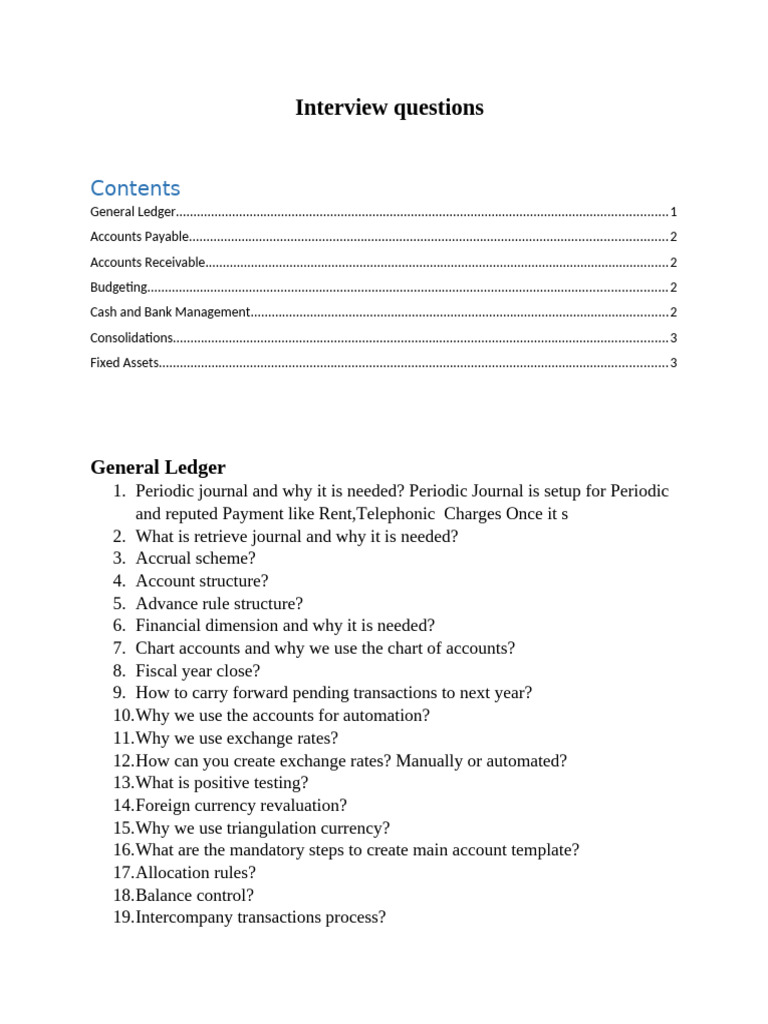 Interview questions | PDF | Accounts Payable | Money