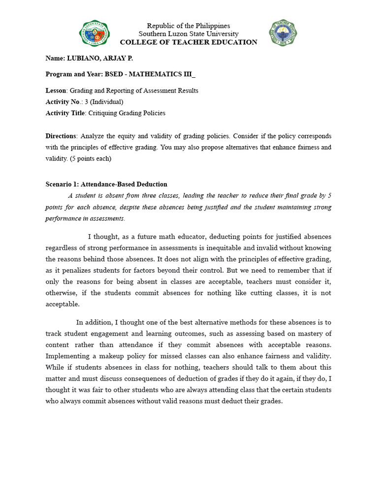 Lubiano Arjay P. Ped06-Final Activity-Midterm | PDF | Teachers | Learning