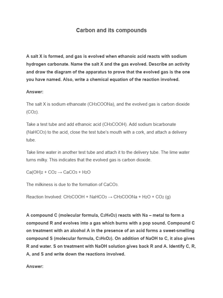 Carbon - Acid IMP Questions | PDF | Sodium Bicarbonate | Sodium Carbonate