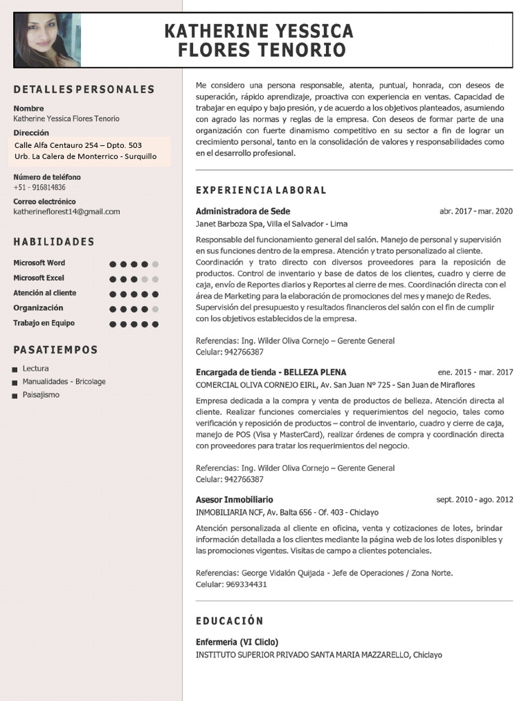 CV - Katherine Flores Tenorio | PDF