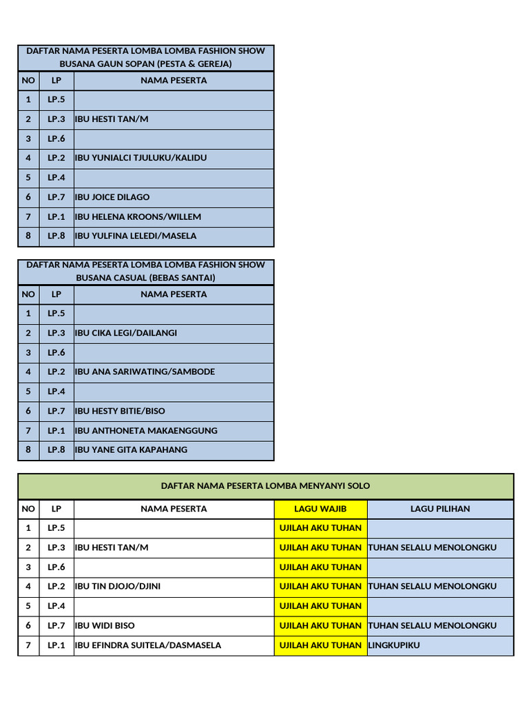 Form Peserta Lomba | PDF
