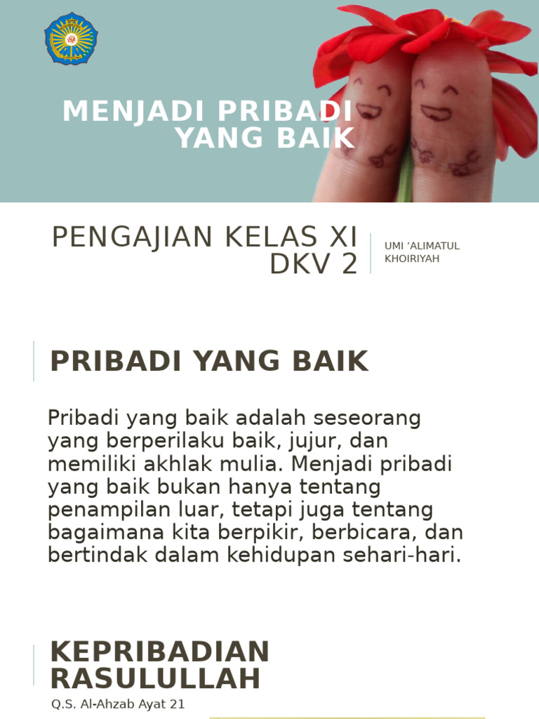 Pengajian Kelas X DKV 2 - Menjadi Pribadi Yang Baik | PDF