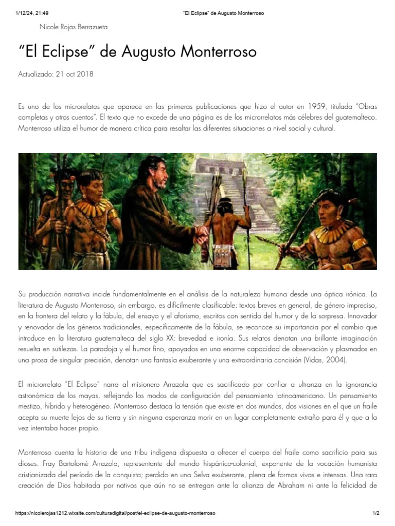 "El Eclipse" de Augusto Monterroso | PDF