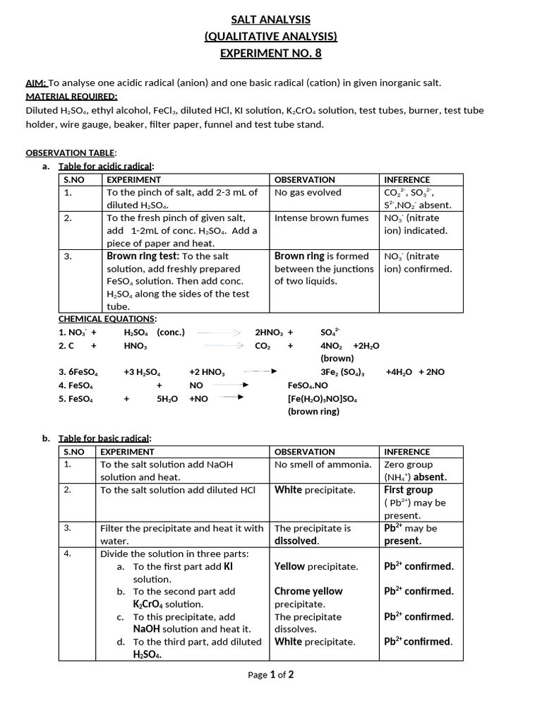 SALT ANALYSIS2 | PDF | Salt (Chemistry) | Precipitation (Chemistry)