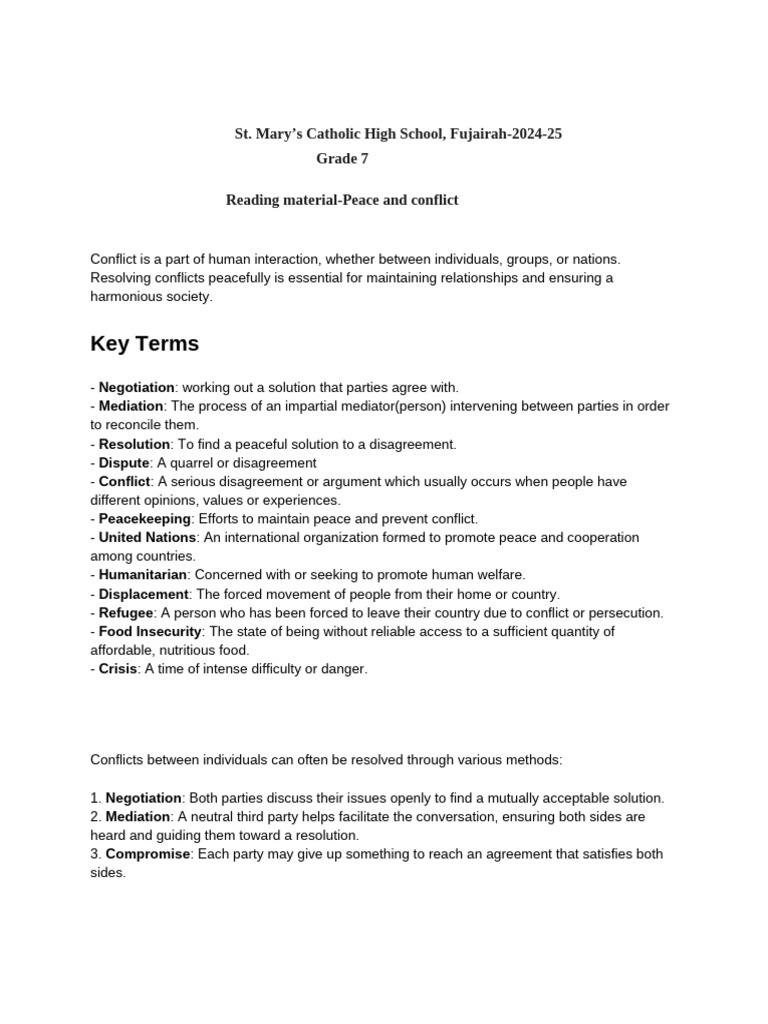 Notes Peace and Conflict | PDF | United Nations | International Relations