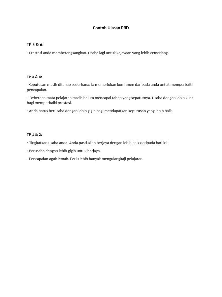 Contoh Ulasan PBD | PDF