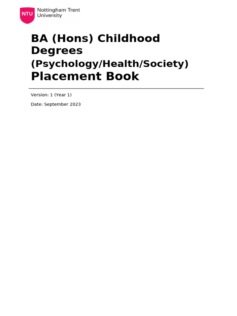 BA Childhood Placement Handbook 2023 | PDF | First Aid | Occupational ...