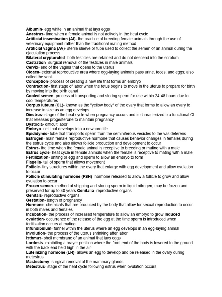 Reproduction System Vocabulary | PDF | Reproductive System | Human ...