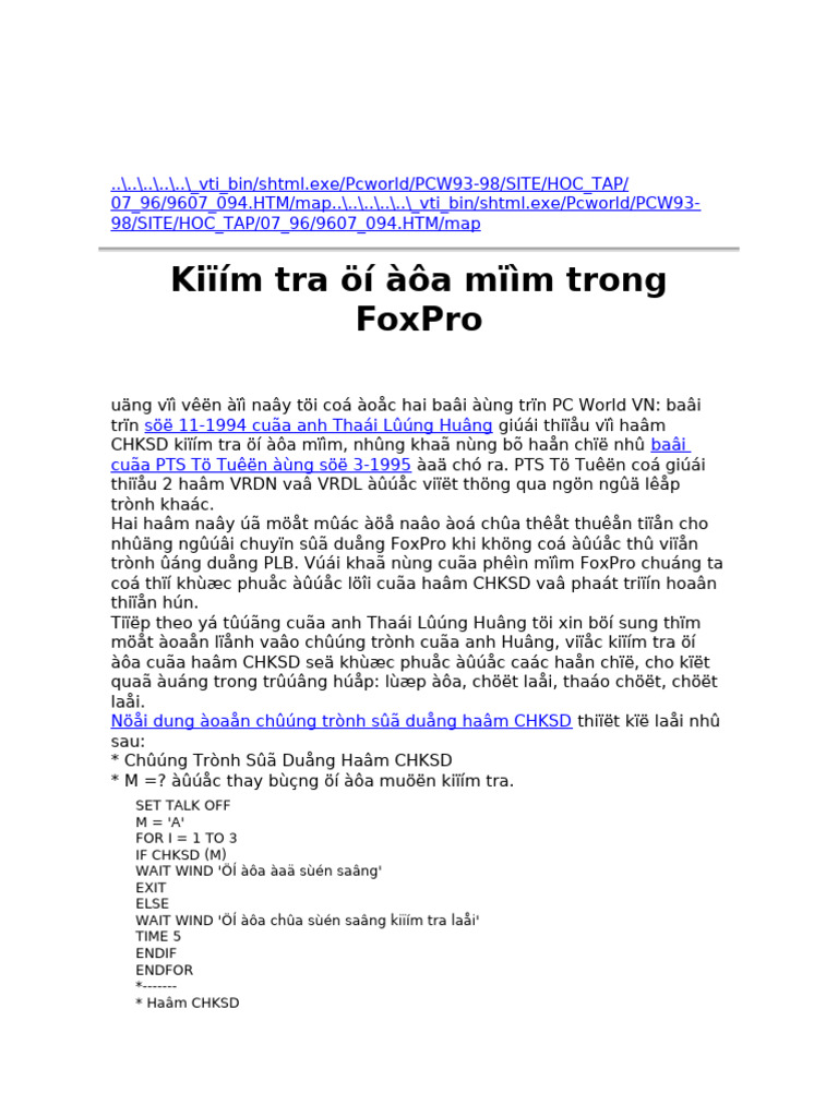 Kiem Tra o Dia Mem Trong Foxpro | PDF