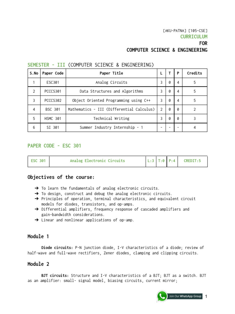 FOR Computer Science & Engineering: Curriculum | PDF | Amplifier | C++