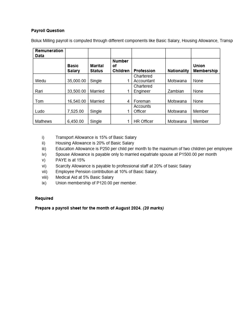 Payroll Question Class Activity_August 2024 | PDF