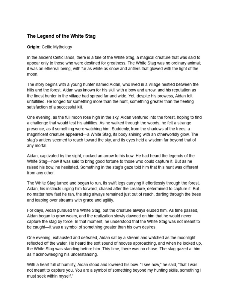 Folklore Example_Celtic_The Legend of the White Stag | PDF | Deer | Bow ...