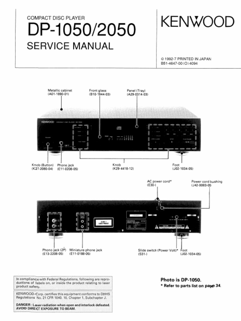 Kenwood dp-1050 dp-2050 SM | PDF