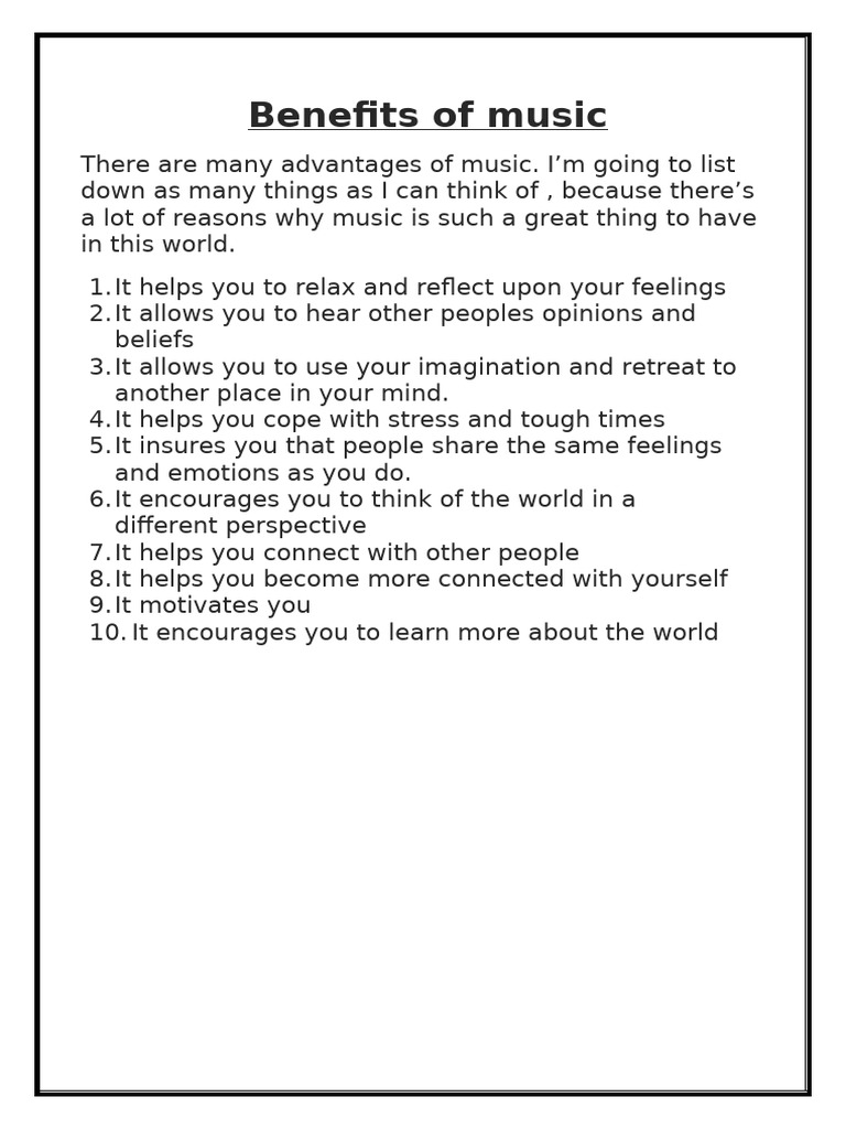 Top 10 Benefits of Music | PDF
