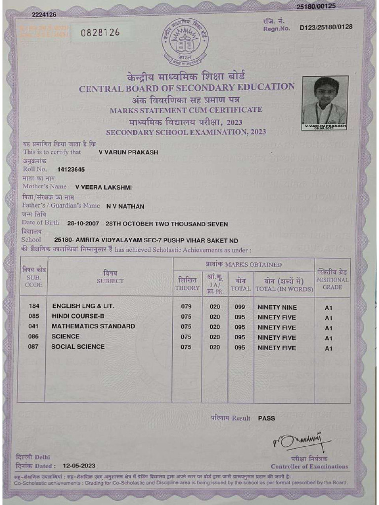 Class X Certificate | PDF