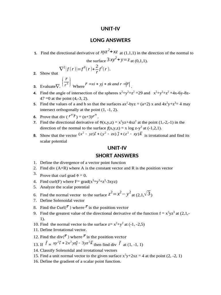 Unit-4 Important Questions | PDF