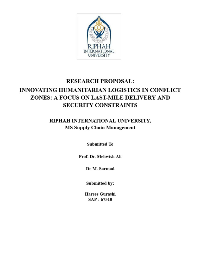 Research Proposal - Innovating Humanitarian Logistics in Conflict Zones ...