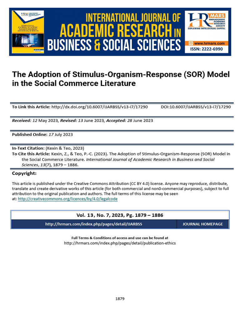 The Adoption of Stimulus-Organism-Response SOR Mod | PDF | Behavior ...