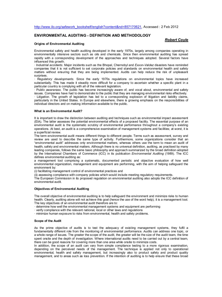 Environmental Auditing - Definition and Methodology | Download Free PDF ...