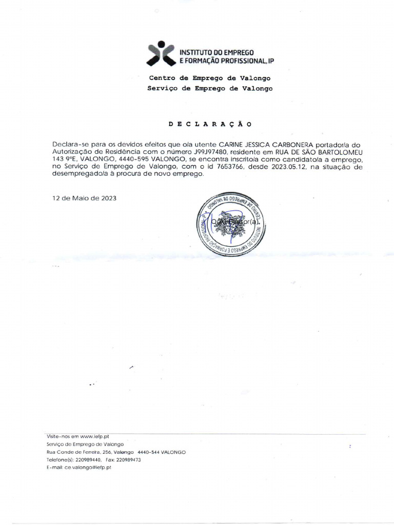 Inscrição IEFP | PDF