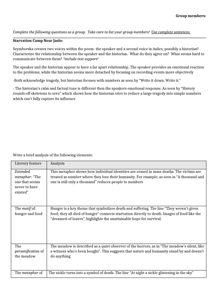 Starvation Camp and End and The Beginning Question | PDF | Poetry