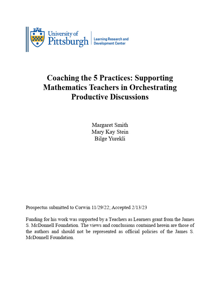 Stein Coaching The 5 Practices - Book Propoosal | PDF | Teachers | Thought