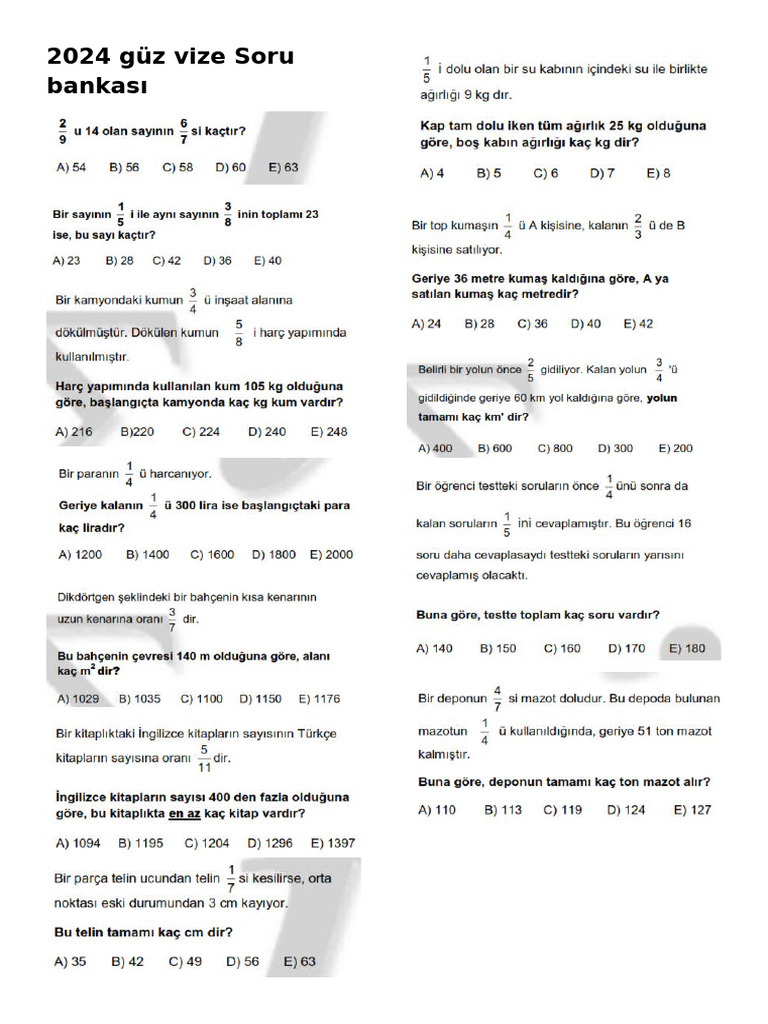 2024 mat vize soruları güz dönemi | PDF