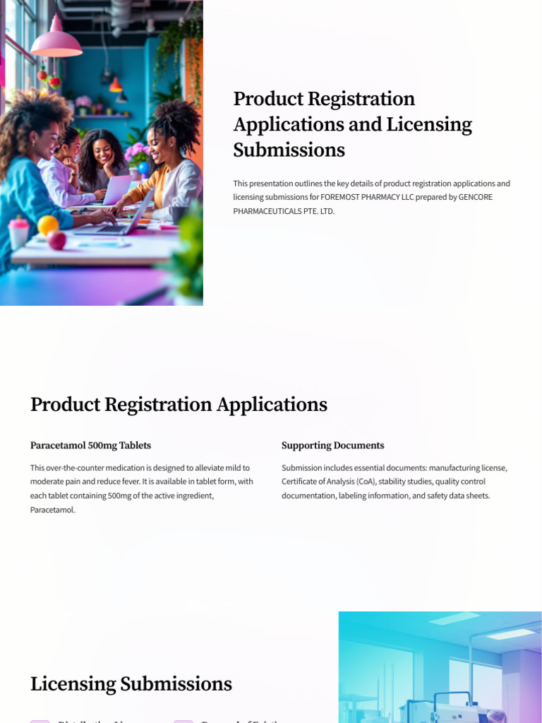 Product Registration Applications and Licensing Submissions | PDF