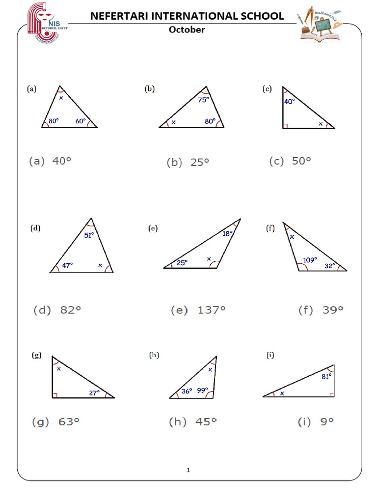 Calculate The Missing Angles:: October | PDF