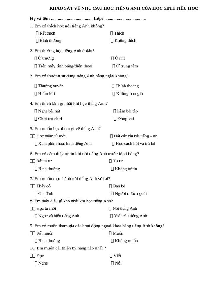 Questionnaire Students | PDF