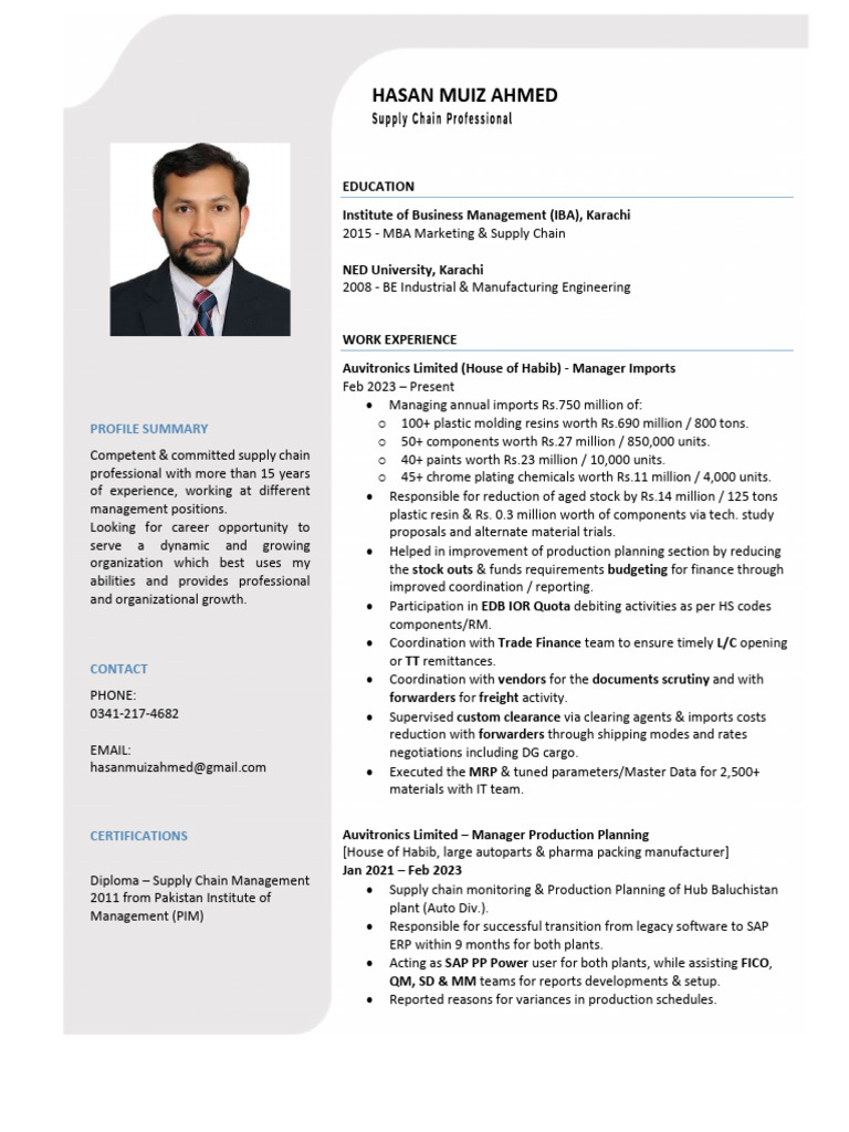 CV Hasan Muiz 2024 | PDF | Business