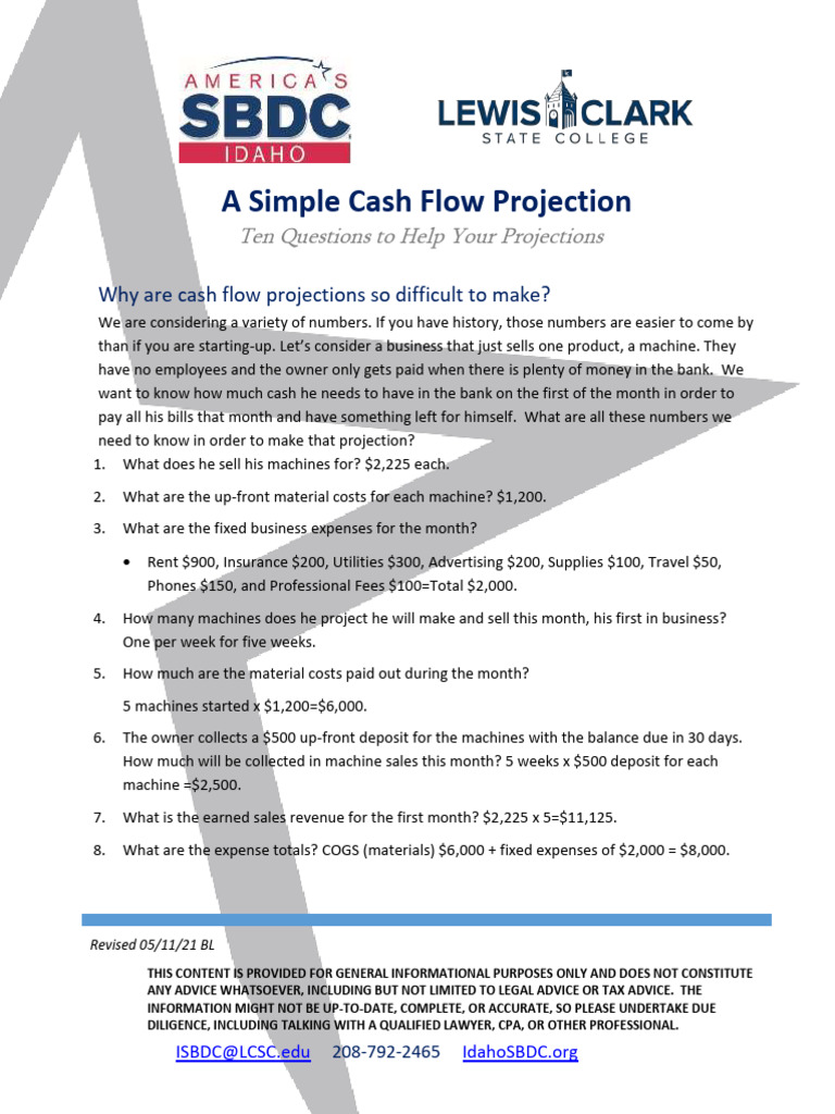 A Simple Cash Flow Projection | PDF | Expense | Banks