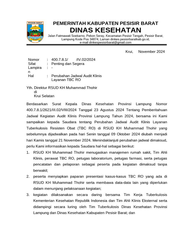SURAT TB RO | PDF