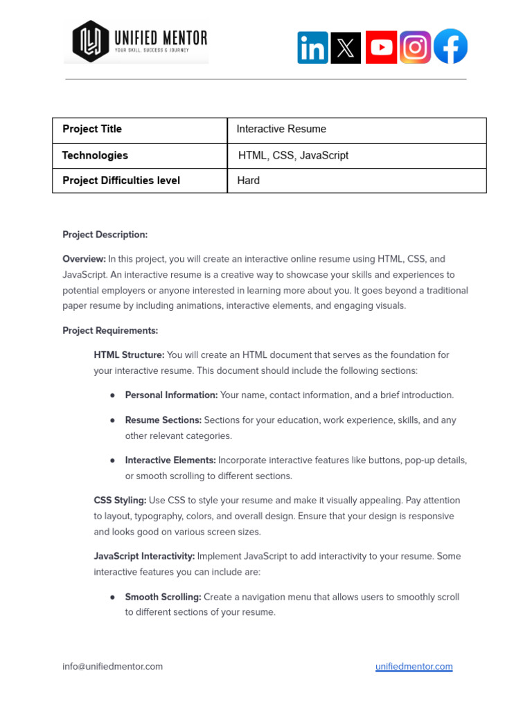 Interactive Resume | PDF | Html | Résumé