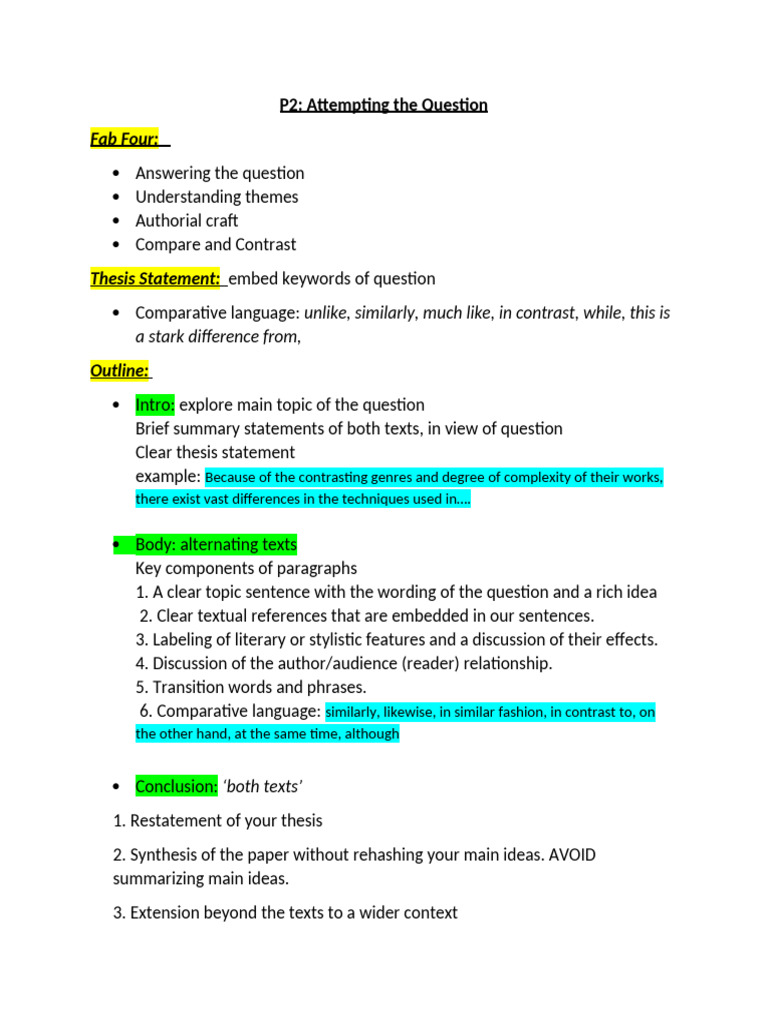 Comparative Literary Analysis Guide | PDF